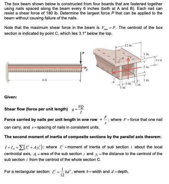 Solved The box beam shown below is constructed from four | Chegg.com