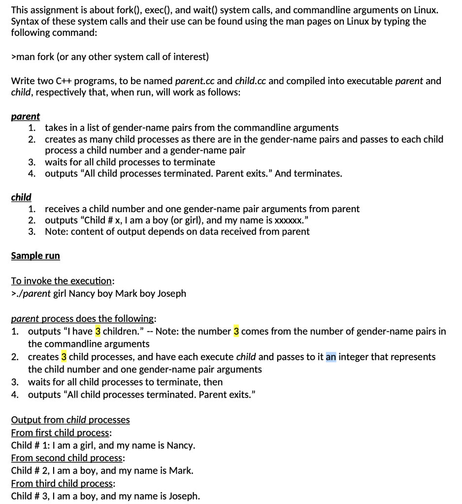 Solved This Assignment Is About Fork Exec And Wait 