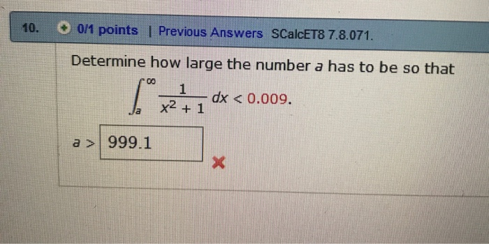 Solved 10. 01 points 1 Previous Answers SCalcET8 7.8.071. | Chegg.com Solved 10. 01 points 1 Previous Answers SCalcET8 7.8.071. | Chegg.com