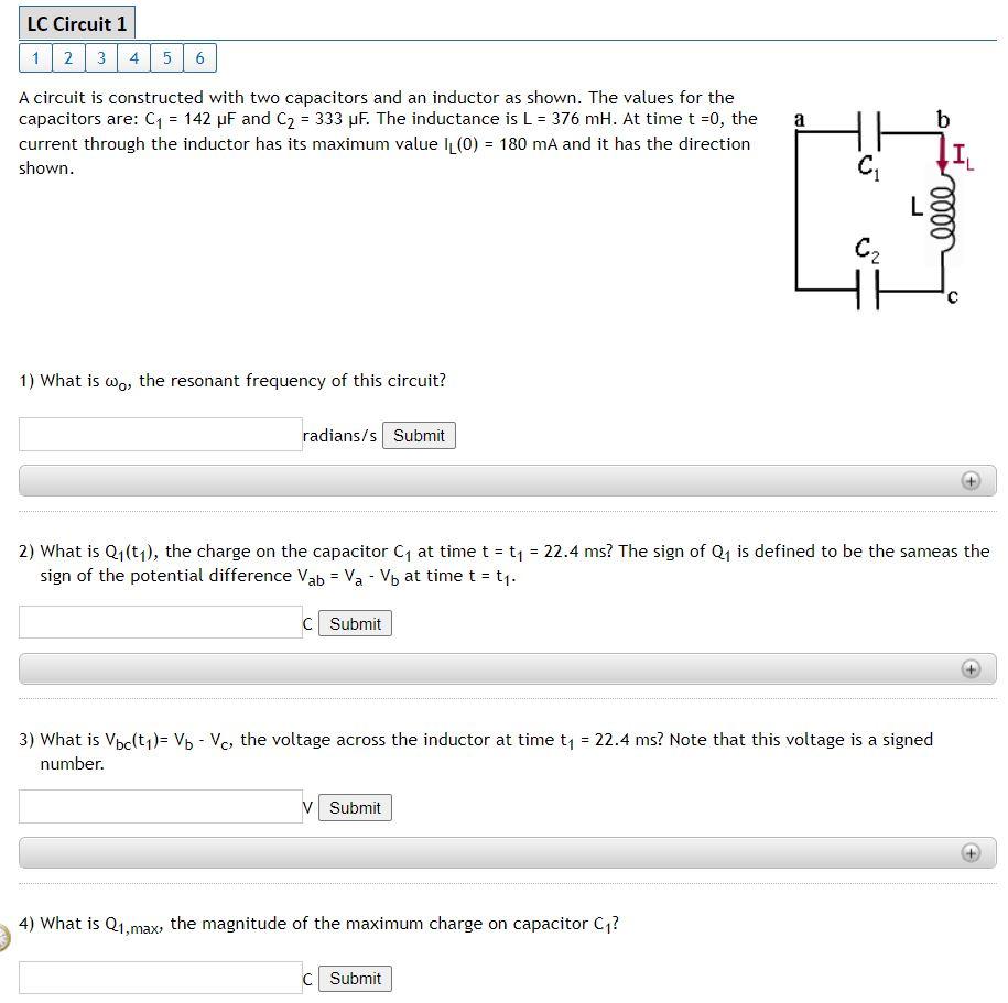 Solved A circuit is constructed with two capacitors and an | Chegg.com