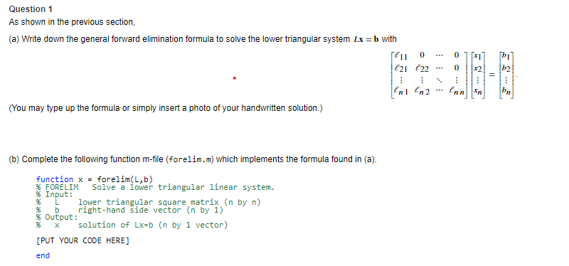 Solved Question 1 As shown in the previous section, (a) | Chegg.com