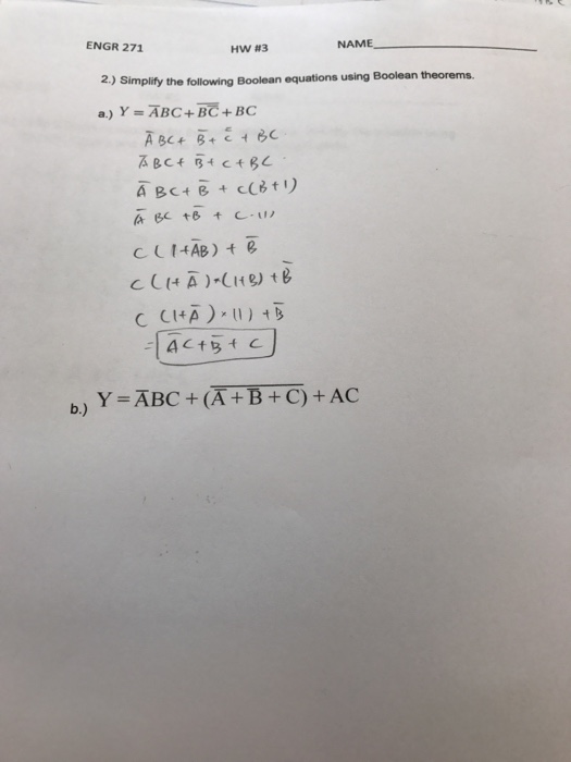 Solved Simplify the following Boolean equations using | Chegg.com