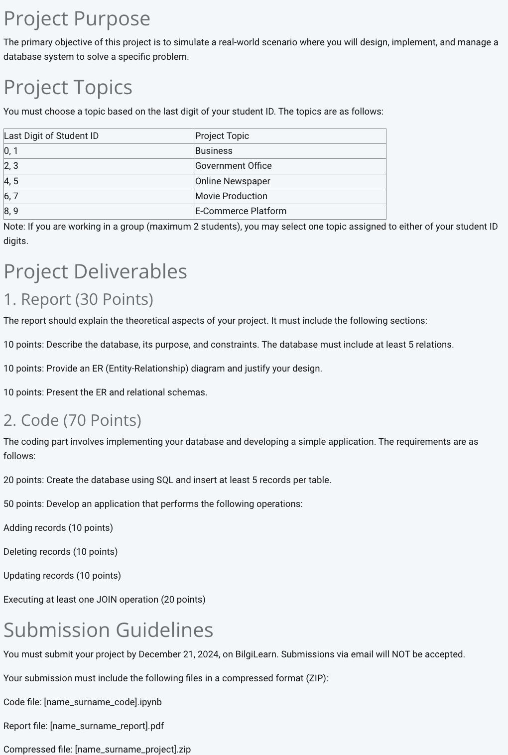 Solved Project PurposeThe primary objective of this project | Chegg.com