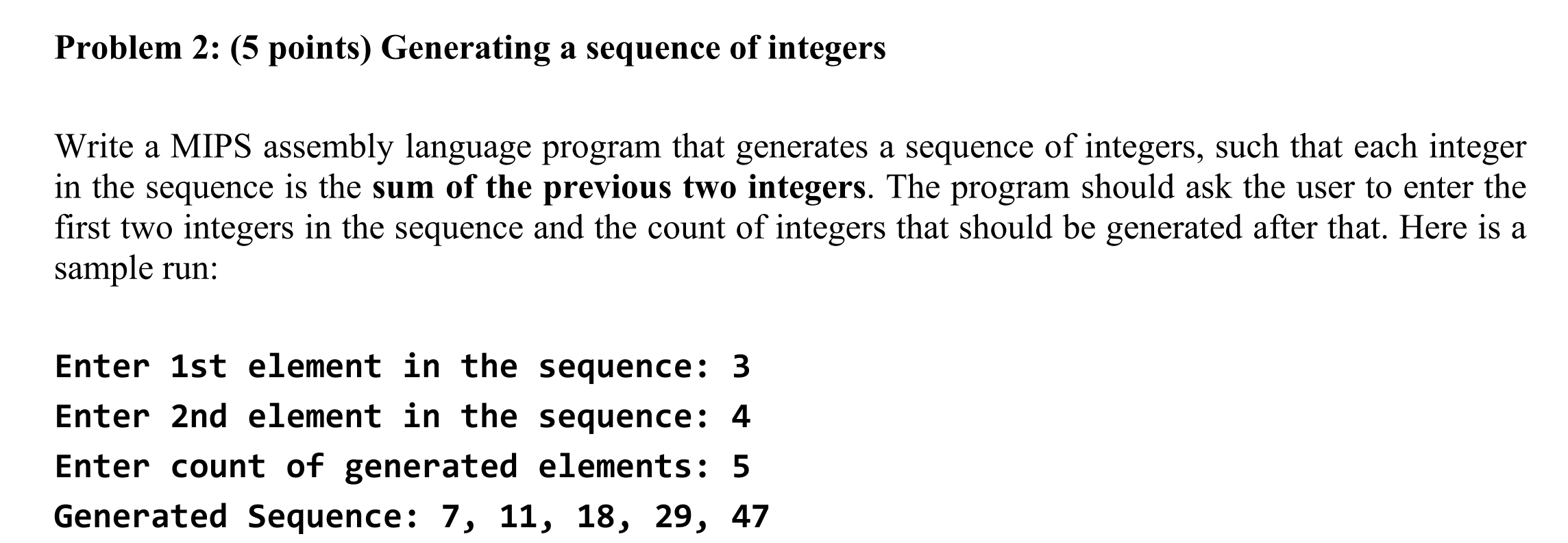 Solved Problem 2: (5 points) Generating a sequence of | Chegg.com