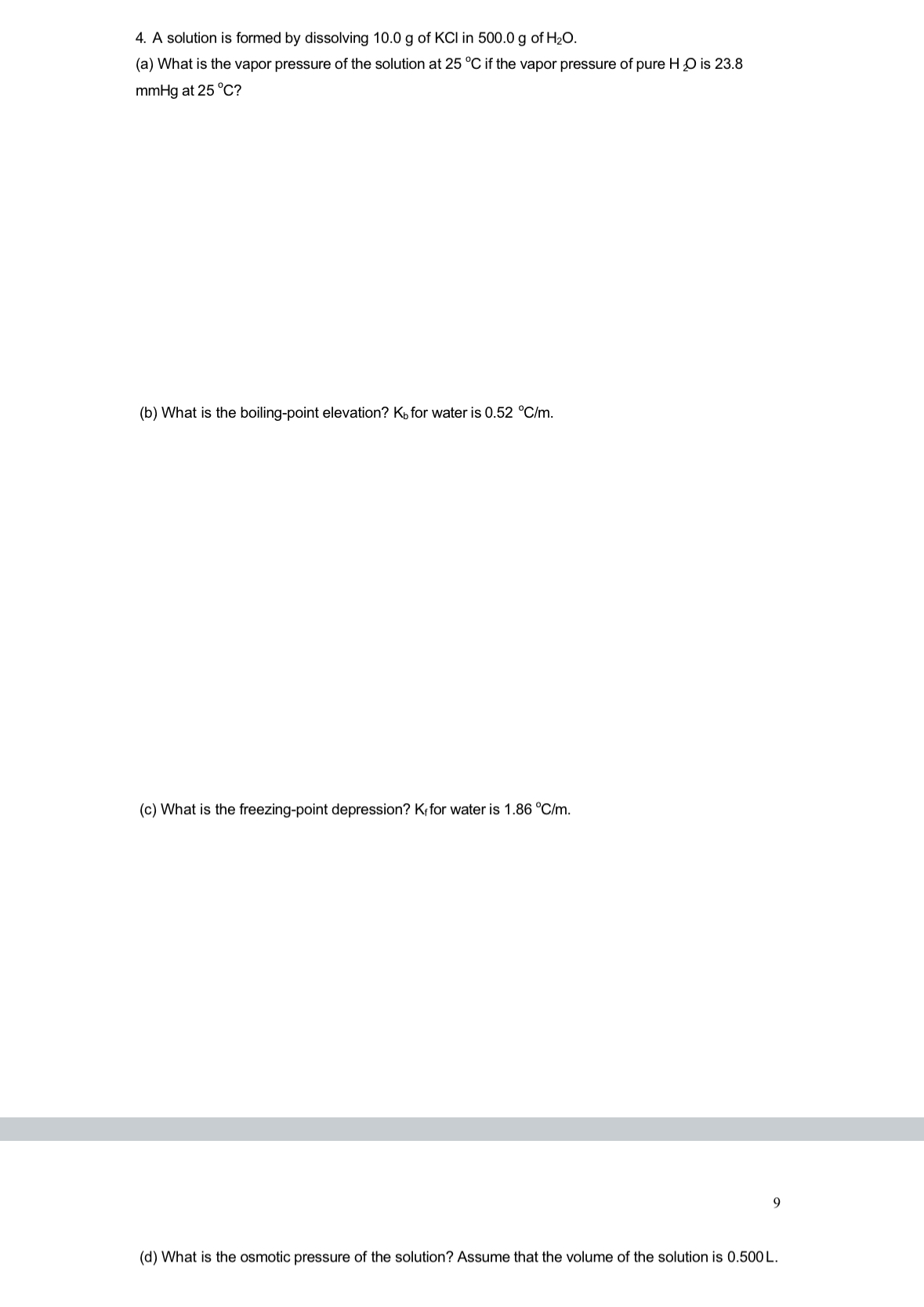 Solved A solution is formed by dissolving 10.0 ﻿g of KCl in | Chegg.com