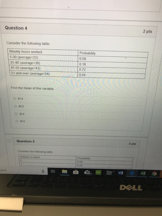 Solved Question 4 2 pts Consider the following table. Weekly | Chegg.com
