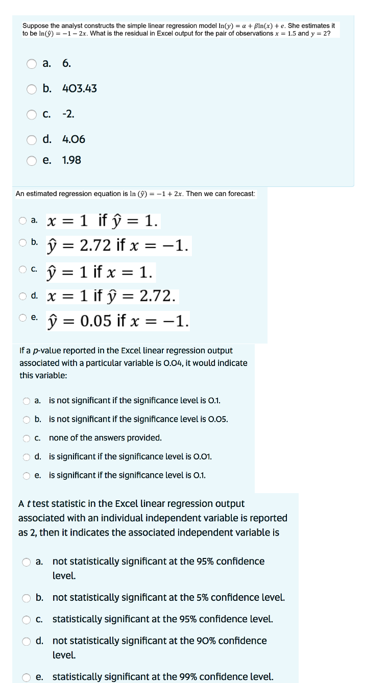 Solved Suppose the analyst constructs the simple linear | Chegg.com