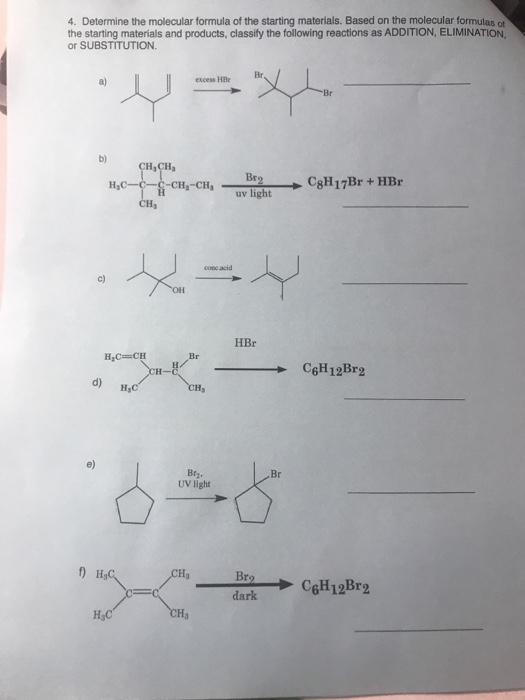 Solved 4. Determine the molecular formula of the starting | Chegg.com