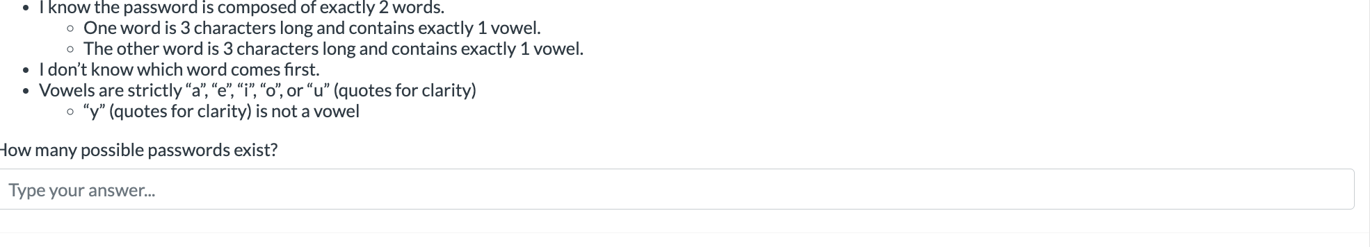 Solved I know the password is composed of exactly 2 | Chegg.com