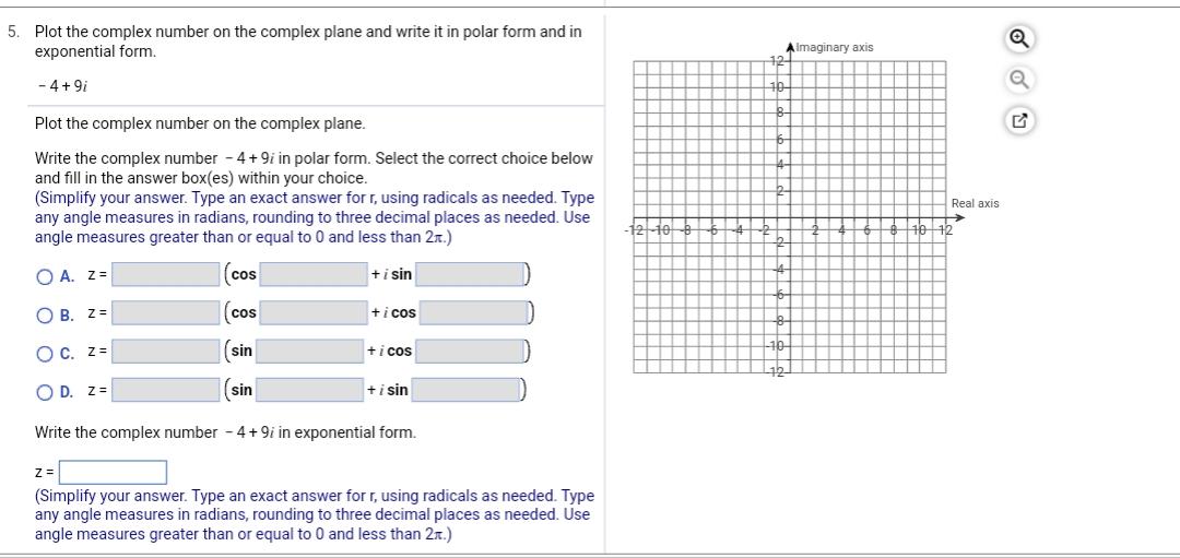 Solved 5 Plot The Complex Number On The Complex Plane And 5995
