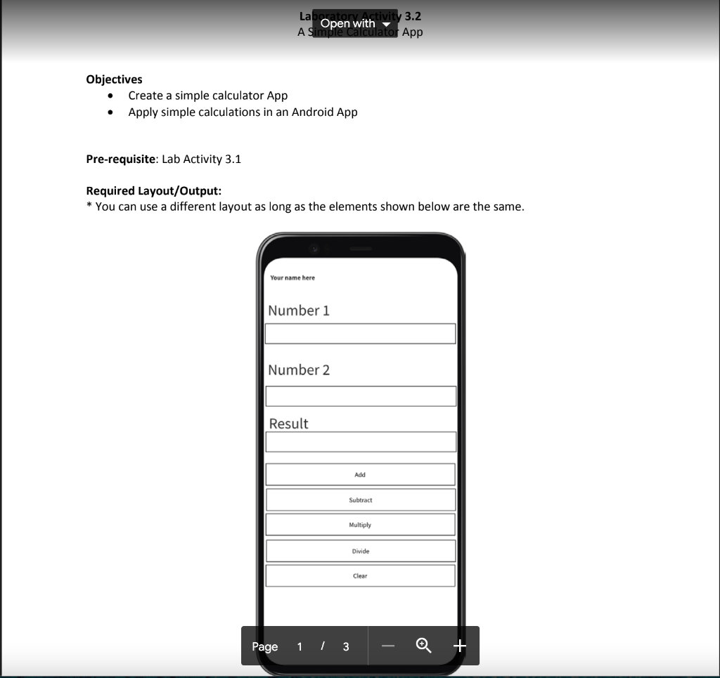 Solved Objectives - Create a simple calculator App - Apply | Chegg.com