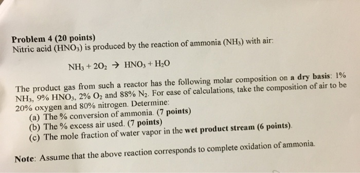 Solved Nitric acid (HNO_3) is produced by the reaction of | Chegg.com
