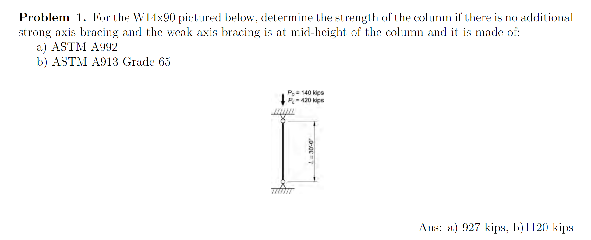 Solved Problem 1. For the W14x90 pictured below, determine | Chegg.com