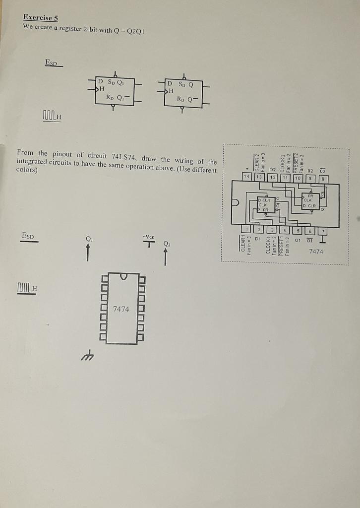 Solved Exercise 5 We create a register 2-bit with Q = Q2Q1 | Chegg.com