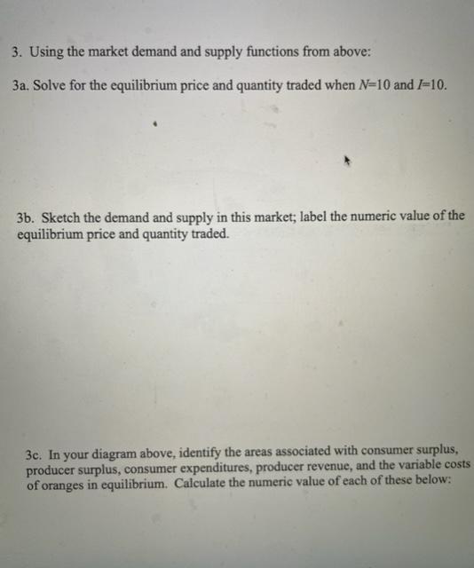 3. Using the market demand and supply functions from | Chegg.com