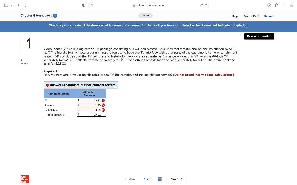 Solved ezto.mheducation.com + 8 Chapter 6 Homework i Savad | Chegg.com