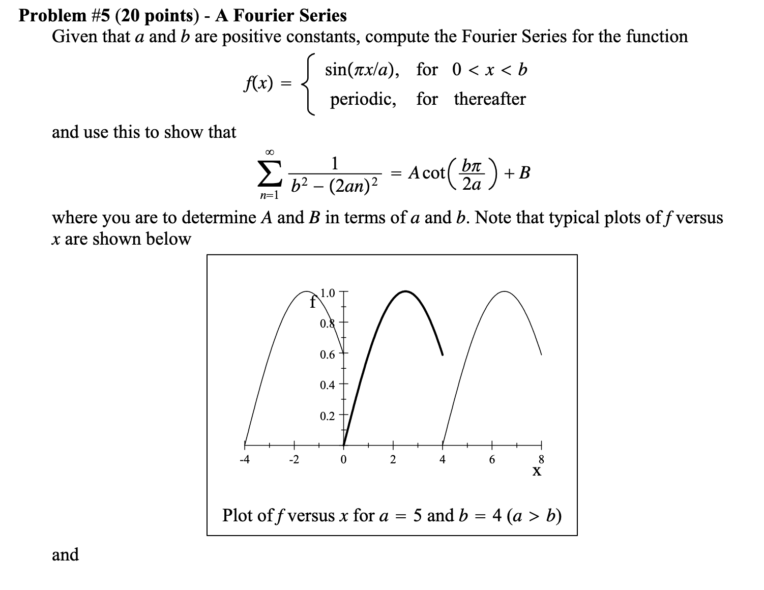Solved Problem #5 (20 points) - A Fourier Series Given that | Chegg.com