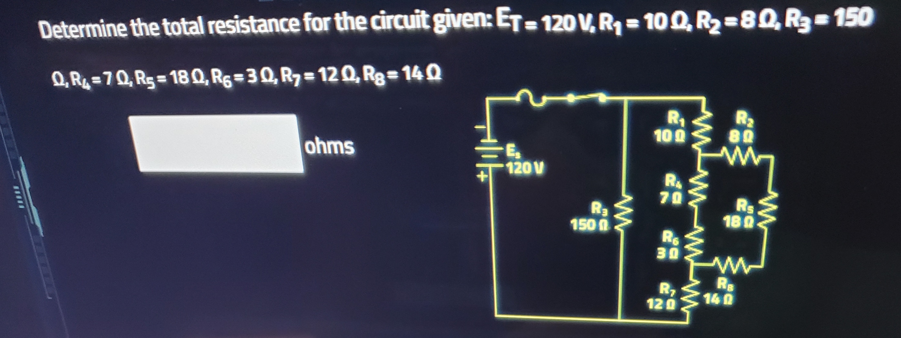 Solved Determine the total resistance for the circuit given: | Chegg.com