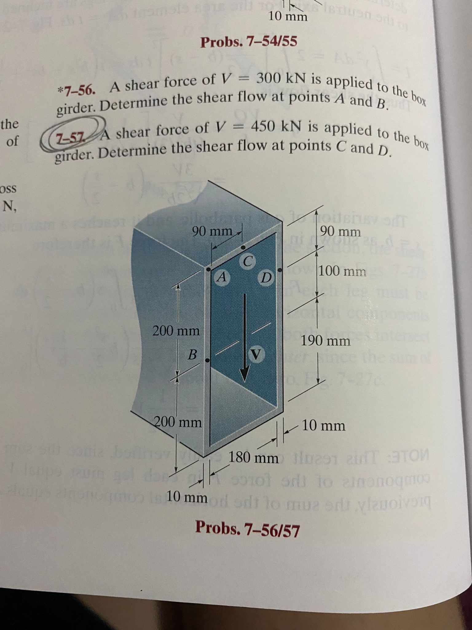 Solved Probs. 7-54/55 *7-56. A shear force of V=300kN is | Chegg.com