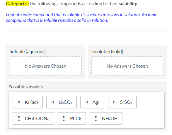 Solved Categorize the following compounds according to their | Chegg.com