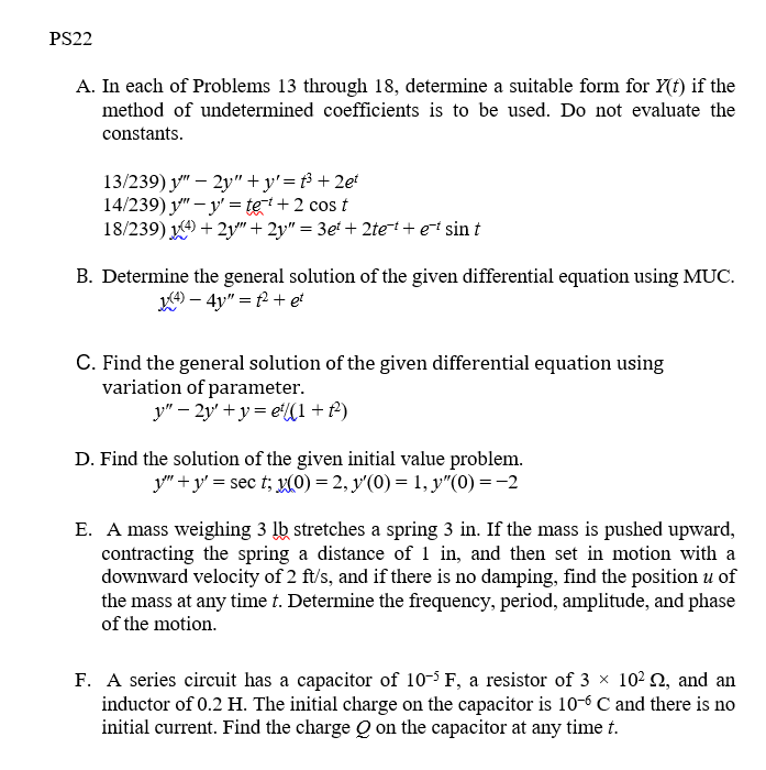 Solved PS22 A. In each of Problems 13 through 18, determine | Chegg.com
