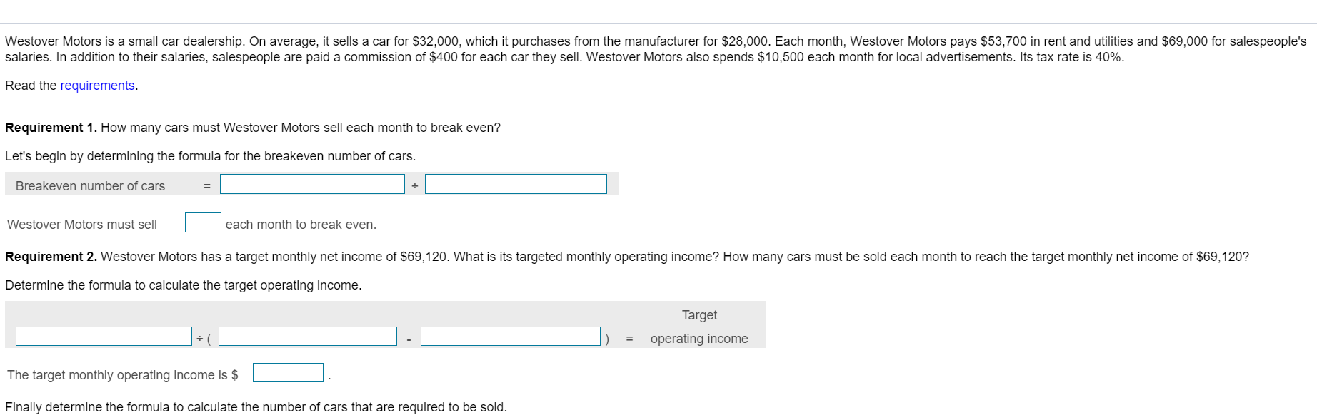 Solved Westover Motors is a small car dealership. On | Chegg.com