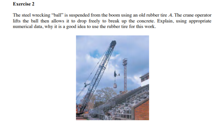 Solved Exercise 2 The steel wrecking "ball" is suspended | Chegg.com