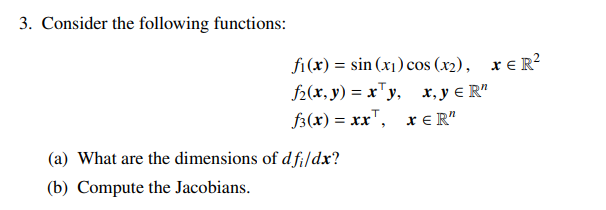 Solved 3. Consider the following functions: | Chegg.com