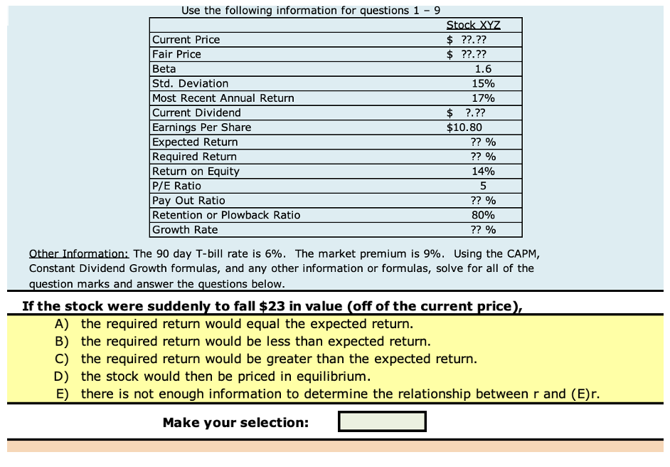 Solved I lse the followina information for al estions 1−9 | Chegg.com