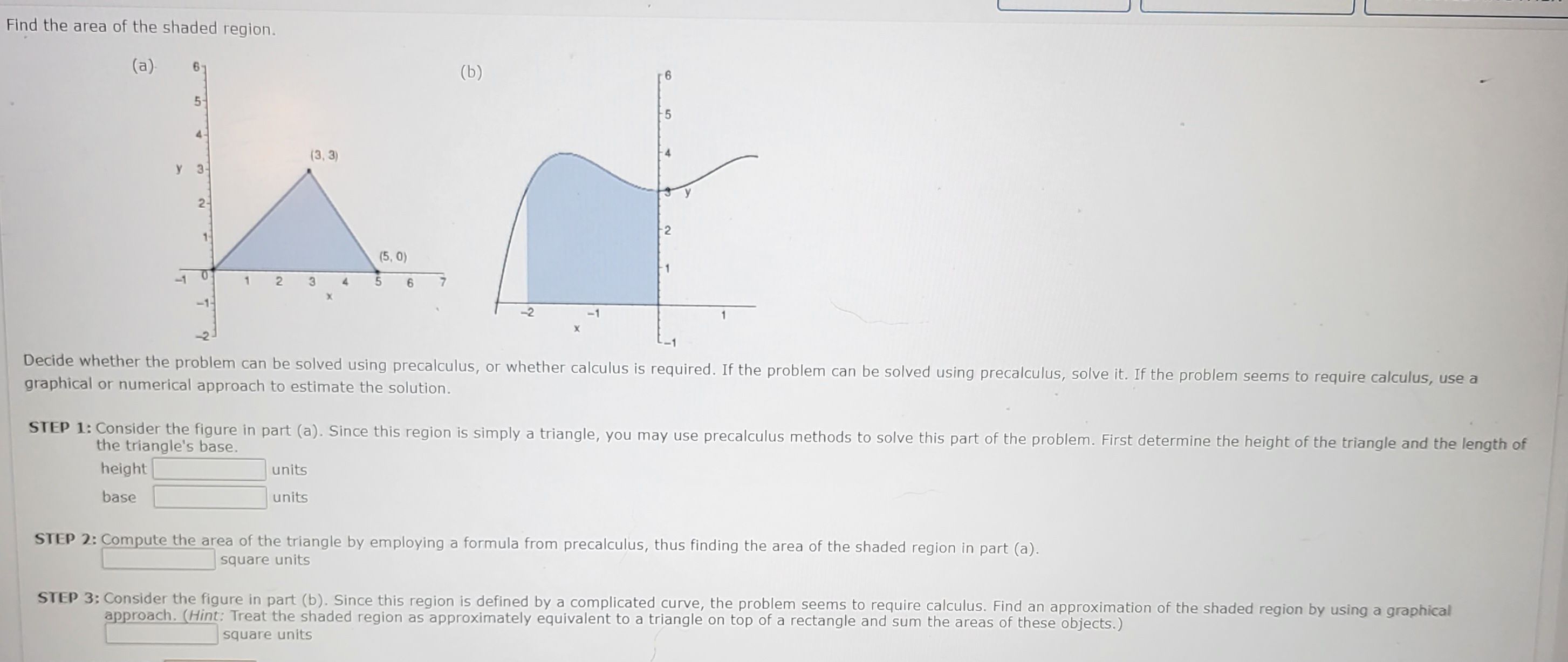Solved Find the area of the shaded region. (a (b graphical | Chegg.com