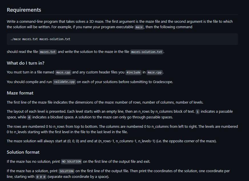 Solved Maze Lab Exploring a 3D maze Purpose This lab will | Chegg.com
