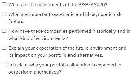 b) The S&P/ASX20 Index comprises the 20 largest | Chegg.com