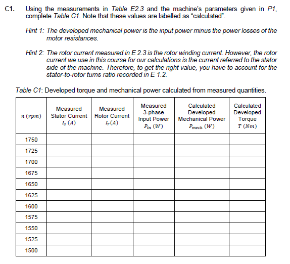 Solved Known values: measured 3-phase input power (Pin), | Chegg.com