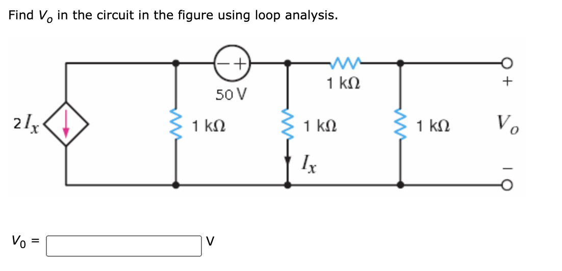 Solved Find Vo in the circuit in the figure using loop | Chegg.com