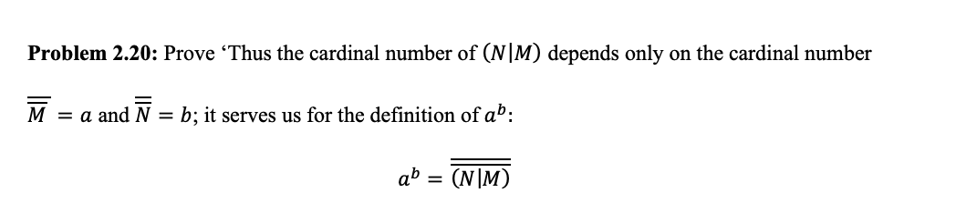 Problem 2.20: Prove ‘Thus the cardinal number of | Chegg.com