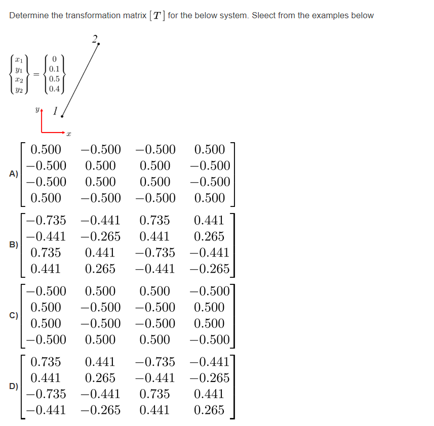 Solved Determine the transformation matrix [T] for the below | Chegg.com
