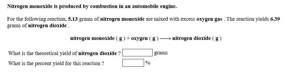 Solved Nitrogen monoxide is produced by combustion in an | Chegg.com