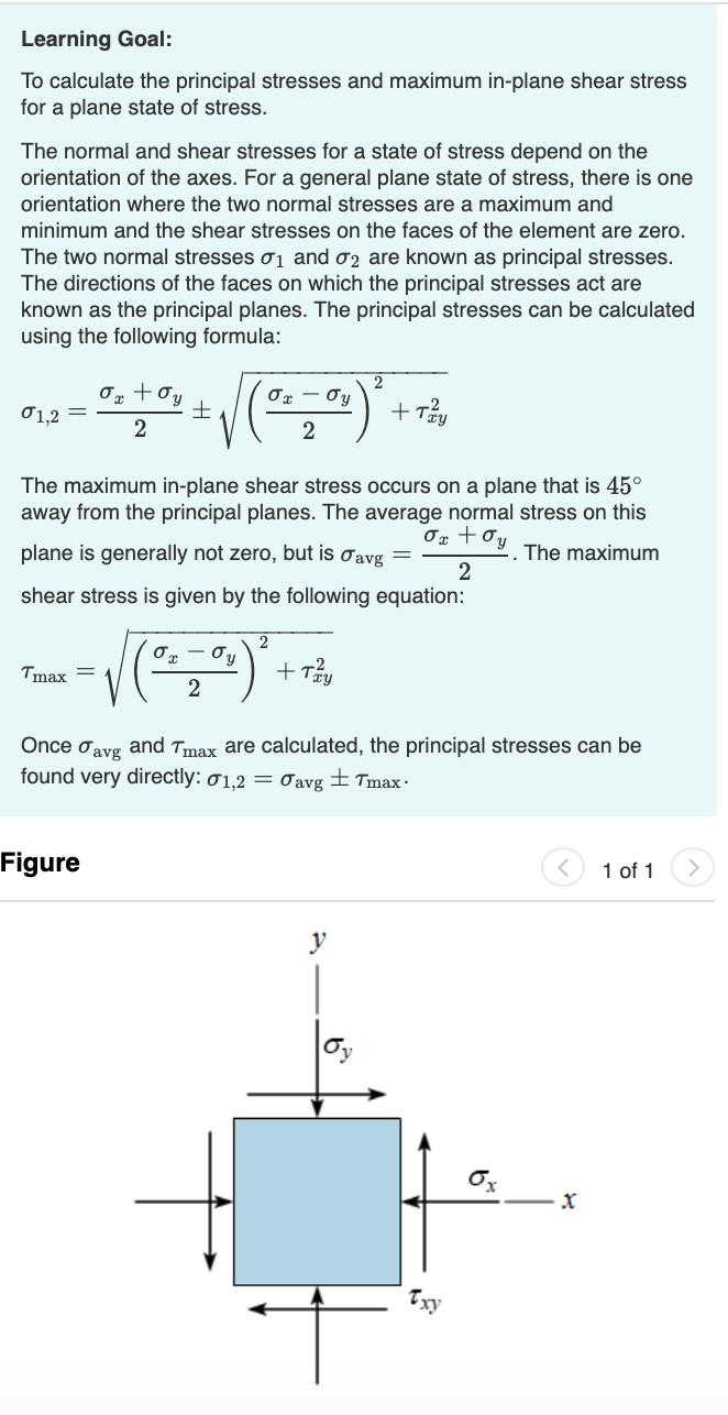 Solved Learning Goal: To calculate the principal stresses | Chegg.com