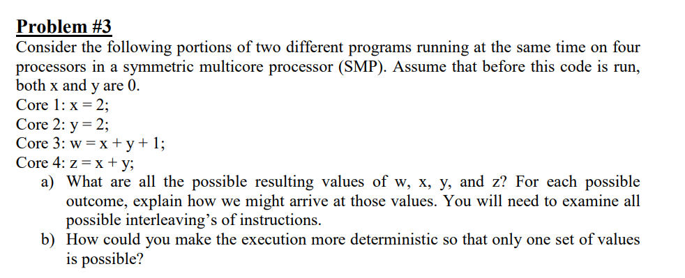 Solved Problem #3 Consider the following portions of two | Chegg.com