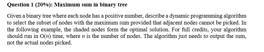 Solved Question 120 Maximum Sum In Binary Tree Given A 7842