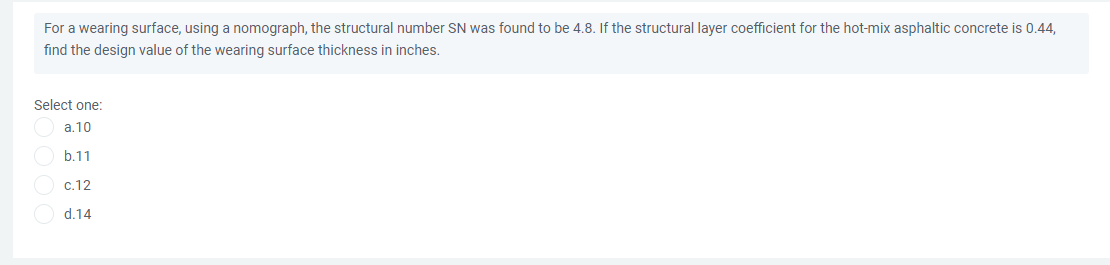 Solved For a wearing surface, using a nomograph, the | Chegg.com