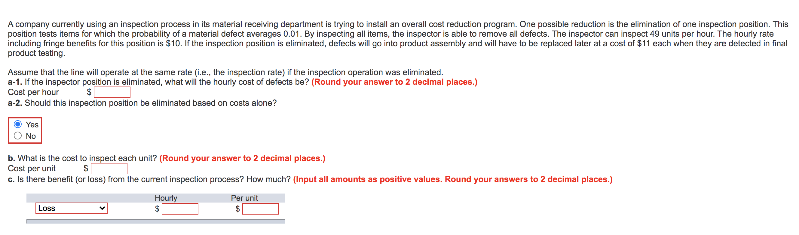 Solved A company currently using an inspection process in | Chegg.com