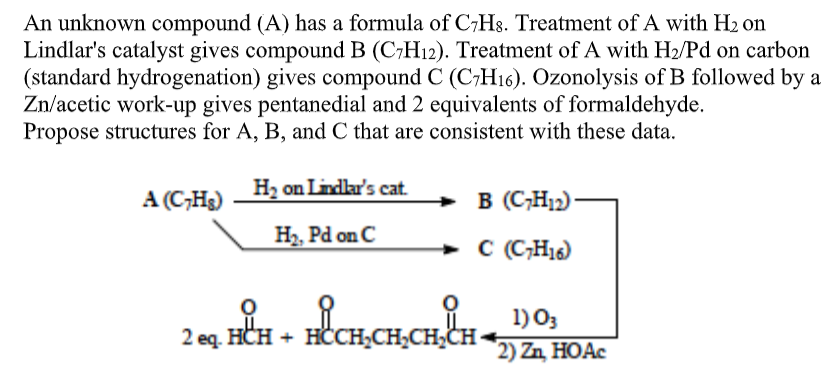 Solved An unknown compound (A) has a formula of C7H8. | Chegg.com