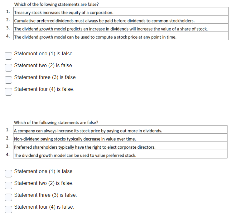 Solved Statement one (1) is false. Statement two (2) is | Chegg.com