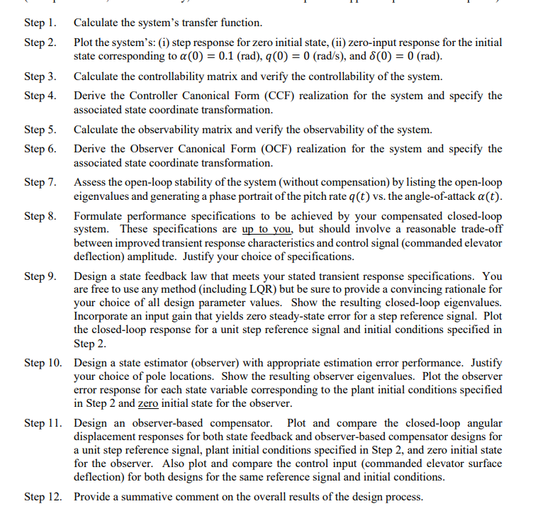 Solved The system model describes the linearized | Chegg.com
