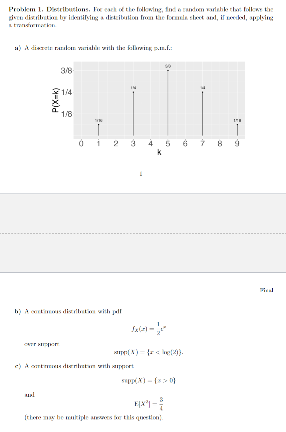 Solved Problem 1. ﻿Distributions. For each of the following, | Chegg.com