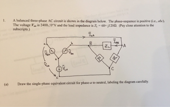 Solved 1. A balanced three-phase AC circuit is shown in the | Chegg.com