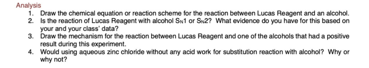 Solved Analysis 1. Draw the chemical equation or reaction | Chegg.com