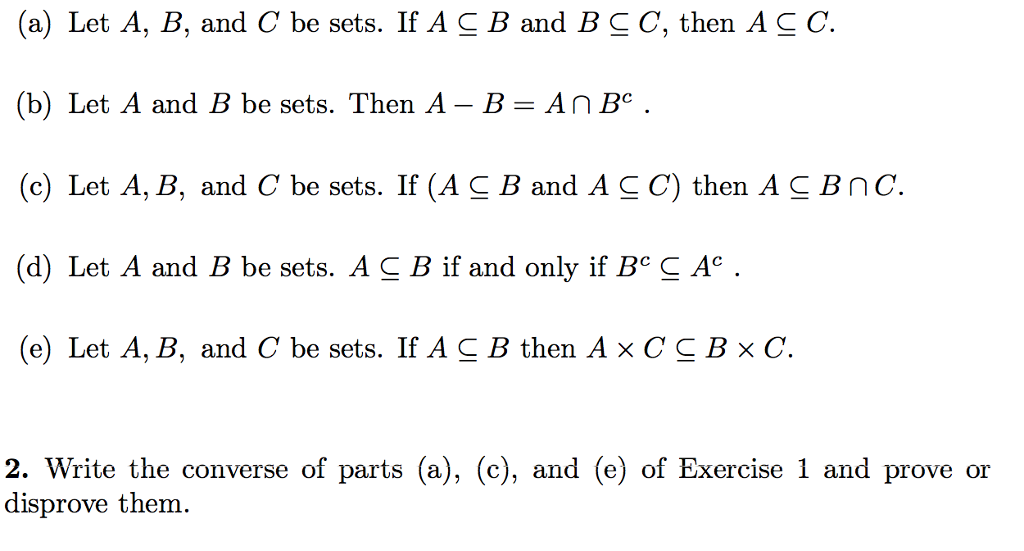 Solved 2) Write the converse of parts (a), (c), and (e) of | Chegg.com