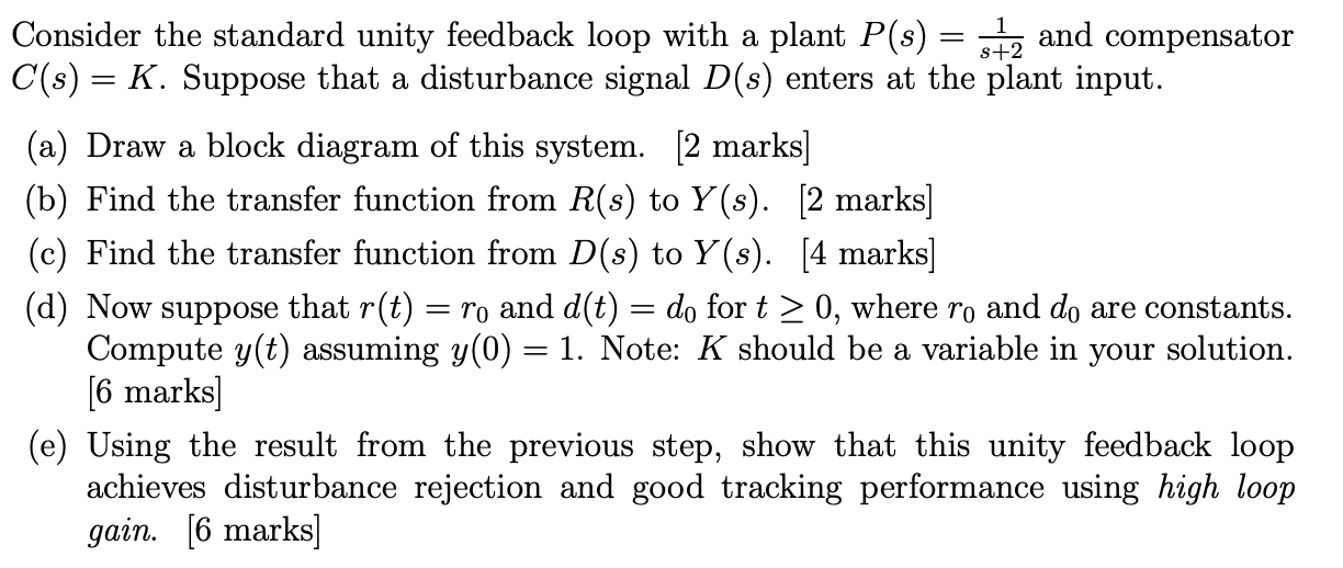 Solved Consider the standard unity feedback loop with a | Chegg.com